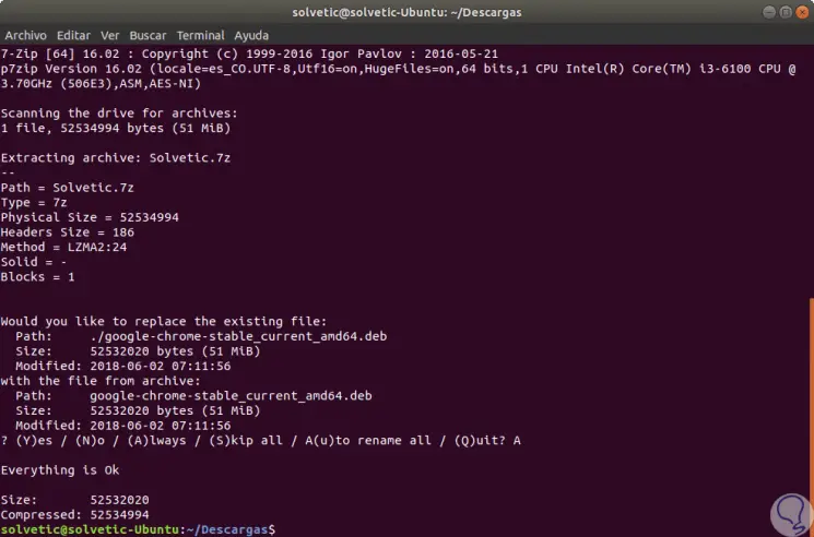 How to install and use 7z 7zip command to compress on Linux