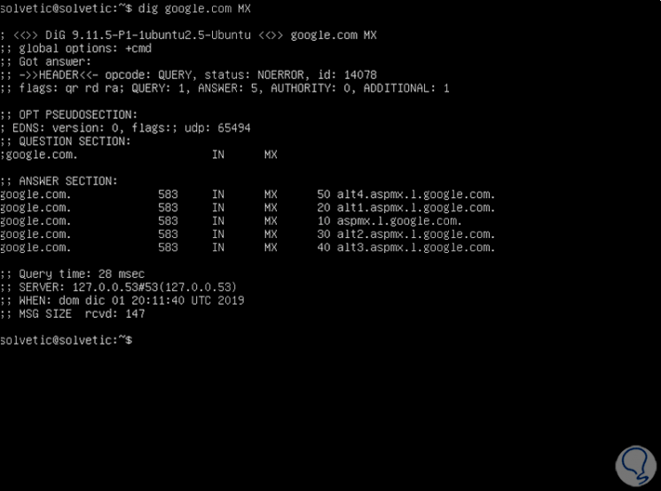 DIG Linux command DNS options and examples